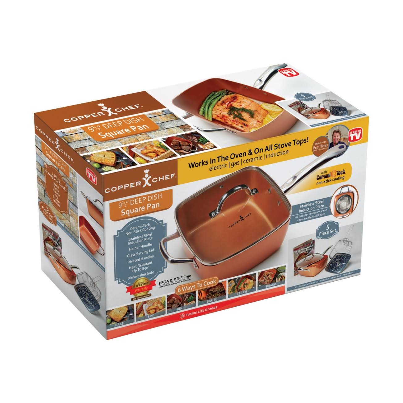 Copper Chef 5-Piece Square Pan Set, Copper, 9.5x22 - Stuffbyannjfr